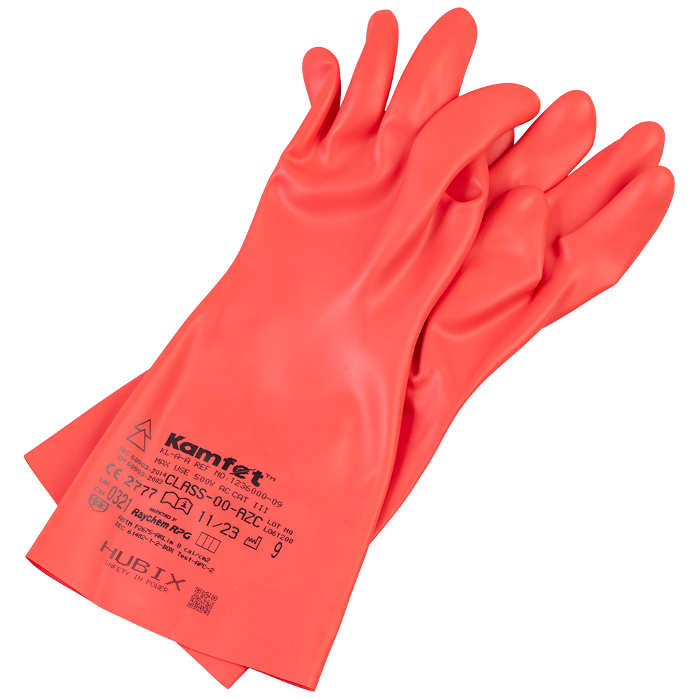 Electrical Insulating KAMFET Gloves, Class 00, AZC 2, size 9 - Hubix
